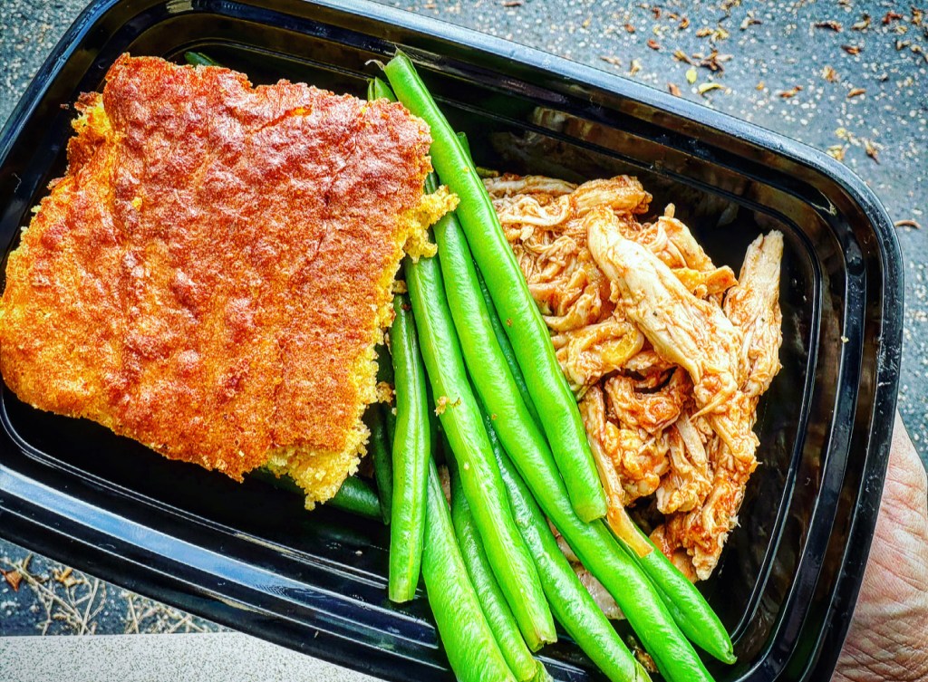 BBQ Pulled Chicken w/ Green Beans & Cornbread - Ready Set Prep'd