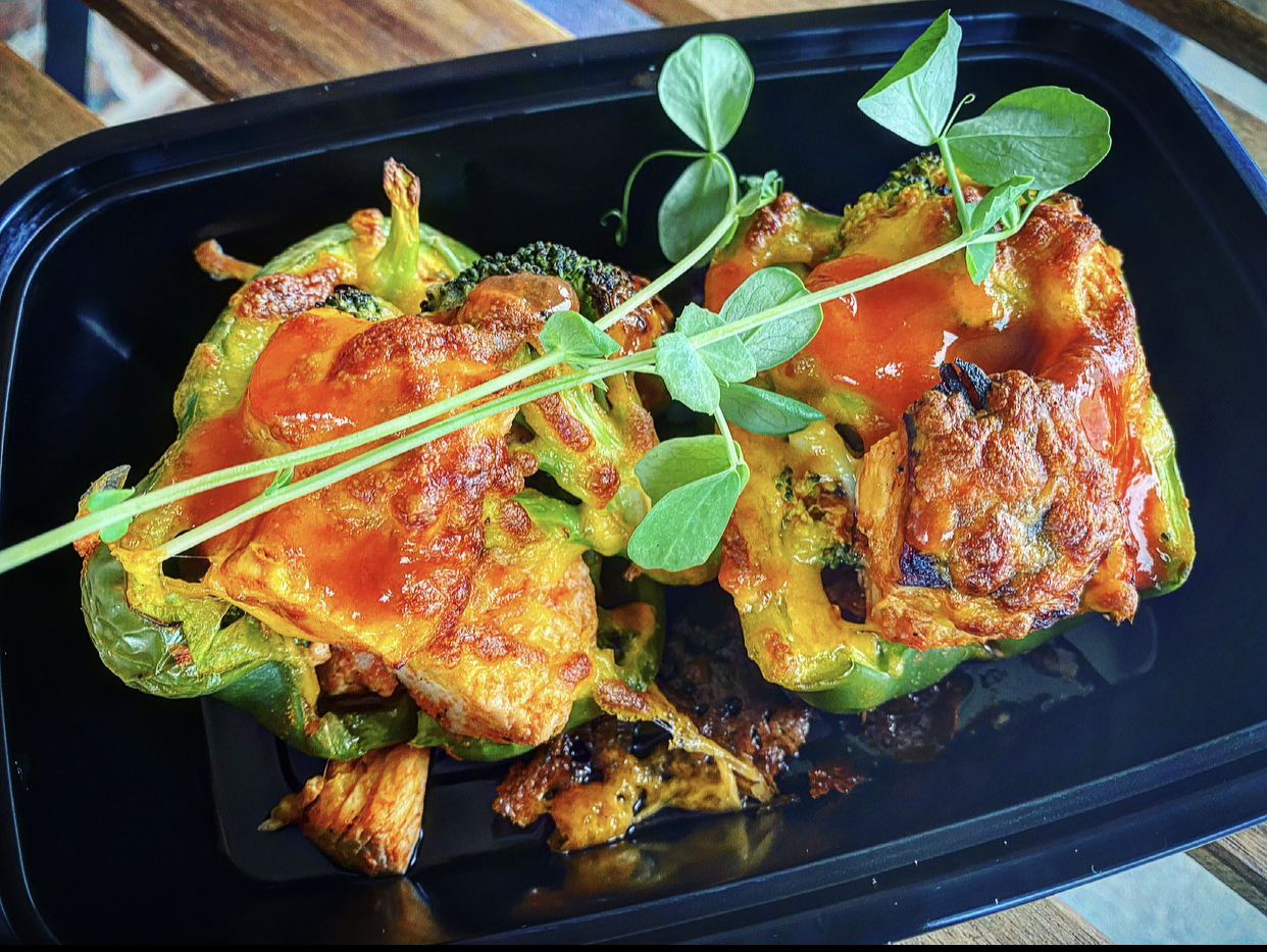 Buffalo Chicken & Broccoli Stuffed Bell Peppers - Ready Set Prep'd