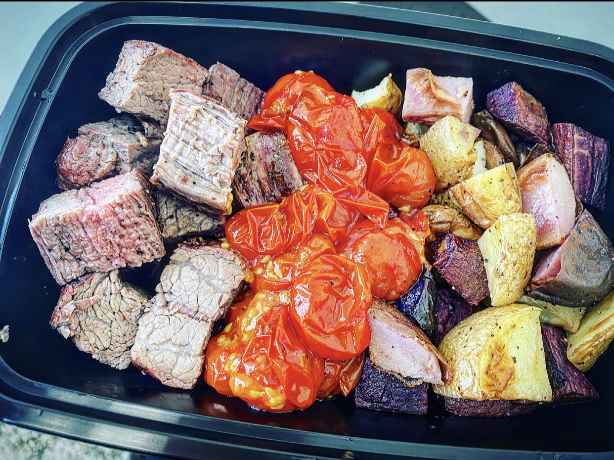 Flank Steak w/ Roasted Cherry Tomatoes & Potatoes - Ready Set Prep'd